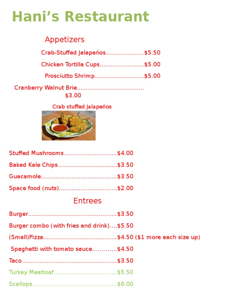 Menu Hanimohamed | PDF | Home & Garden