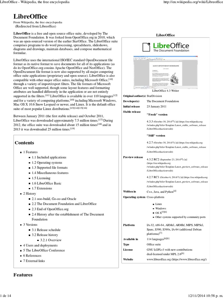 LibreOffice - Wikipedia, The Free Encyclopedia | PDF | Application ...