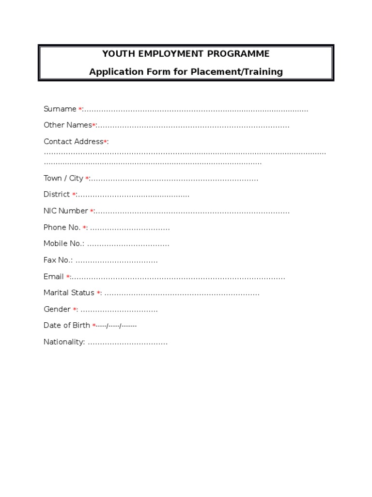 Youth Employment Placement Application | PDF | Diploma | Further Education