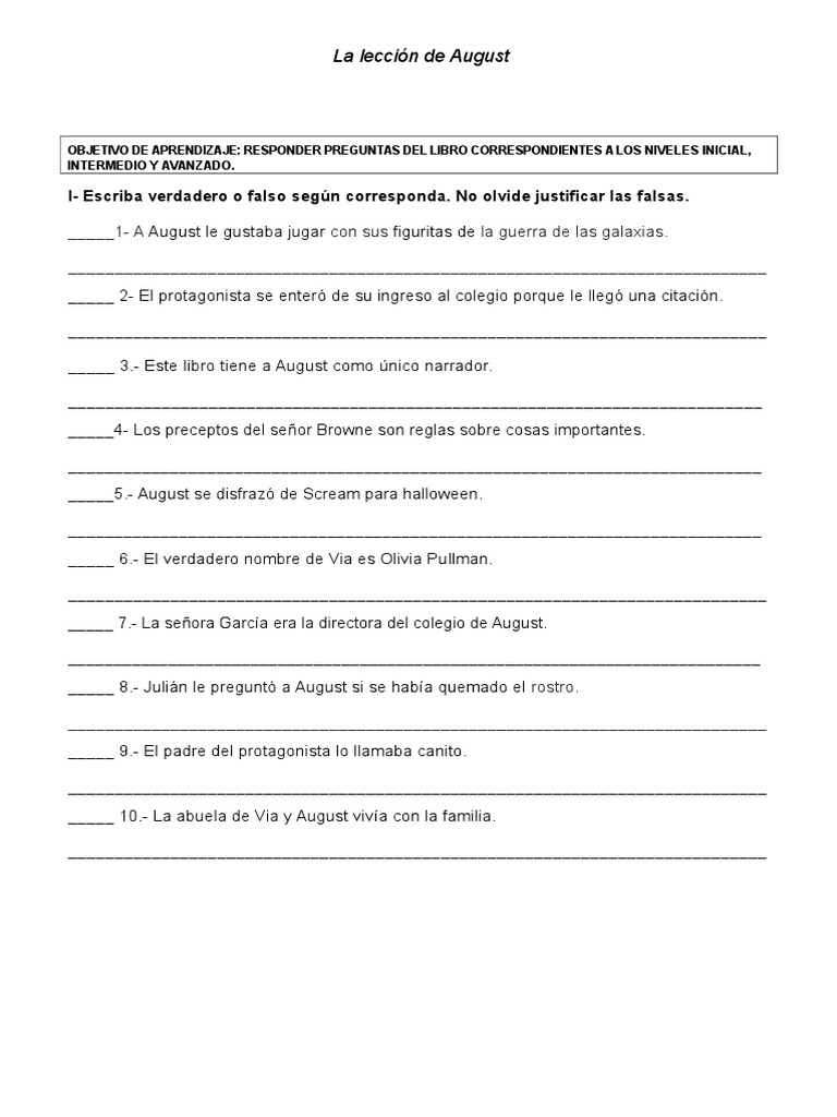 La Leccion de August | PDF | Ocio