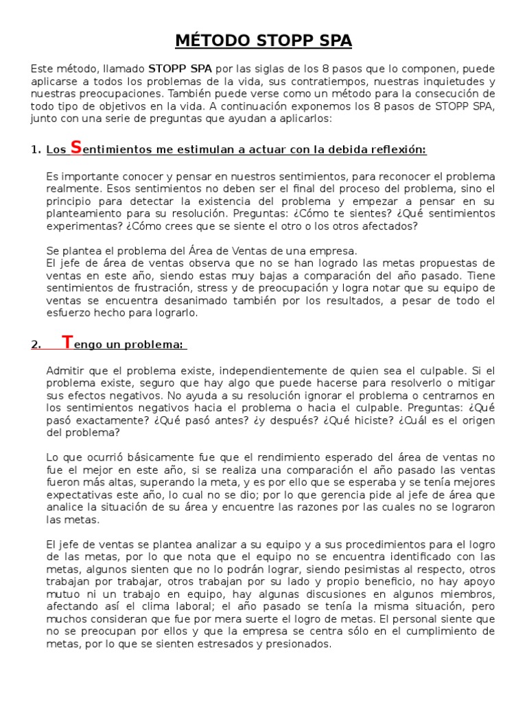 Método Stopp Spa | PDF | Motivación | Motivacional