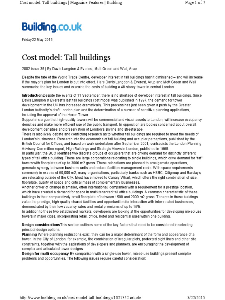 Cost Considerations and Design Strategies for Developing Tall Buildings ...