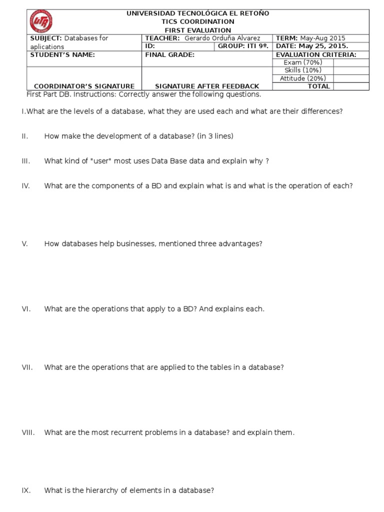 ITI 9o 1 EXAM DB Aplications | PDF | Database Transaction | Databases