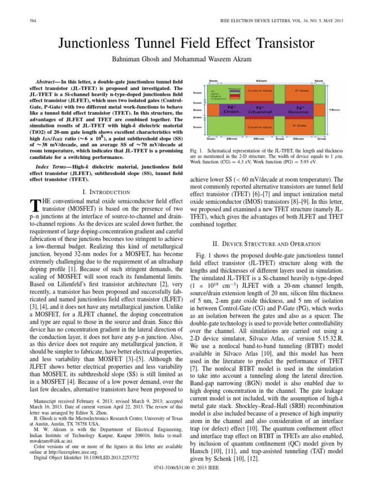 Junctionless FET | PDF | Field Effect Transistor | Mosfet