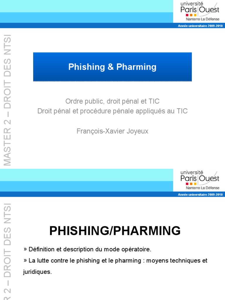 Cours sur le Phishing et Pharming | PDF | Spam | Gouvernement