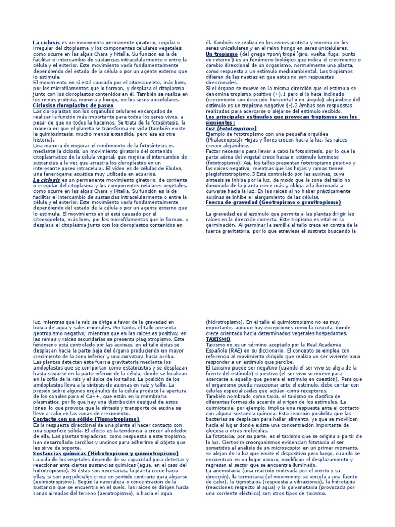 La Ciclosis Es Un Movimiento Permanente Giratorio | PDF | Biología ...
