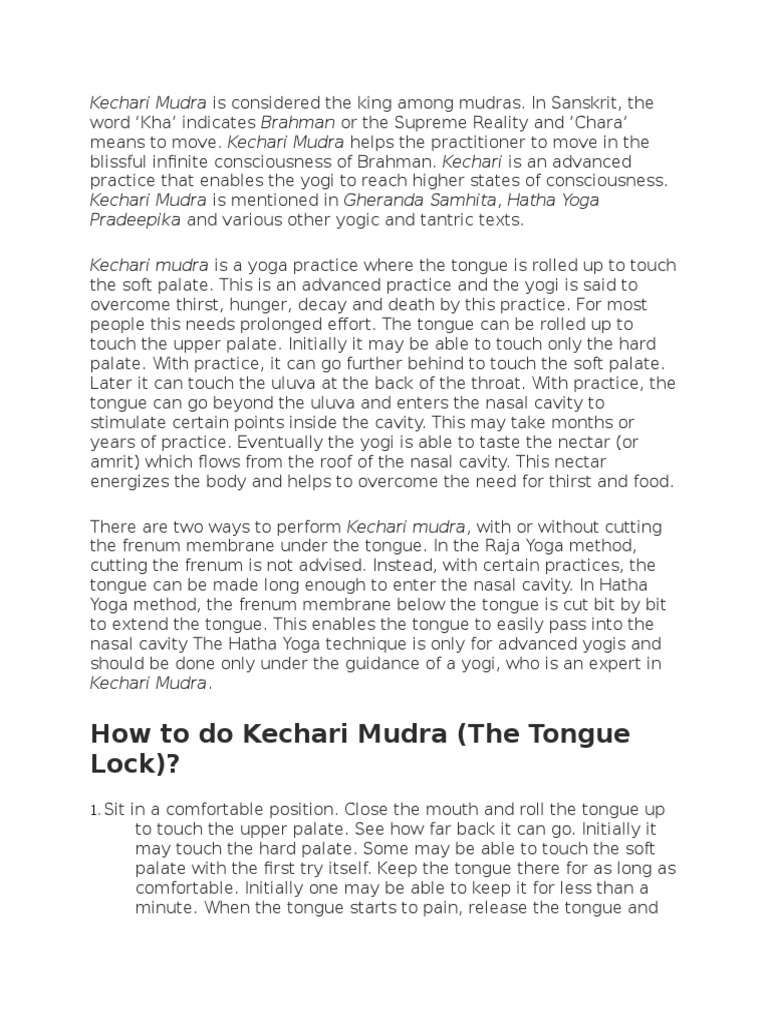 Kechari Mudra | PDF | Yoga | Hatha Yoga