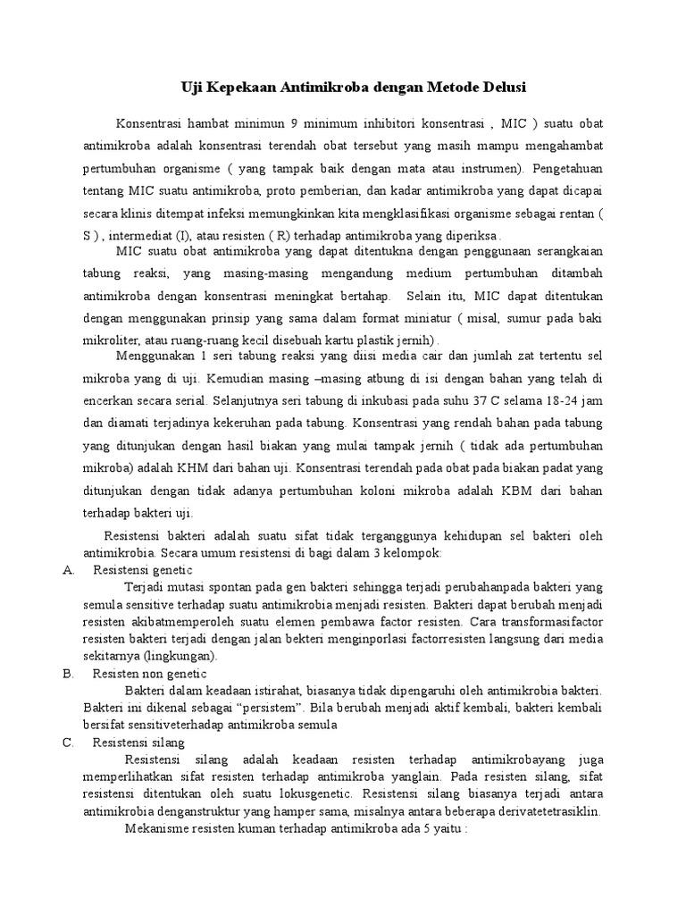 Uji Kepekaan Dengan Metode Dilusi | PDF