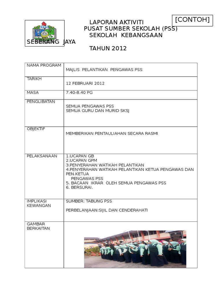 Contoh Laporan Aktiviti PSS | PDF