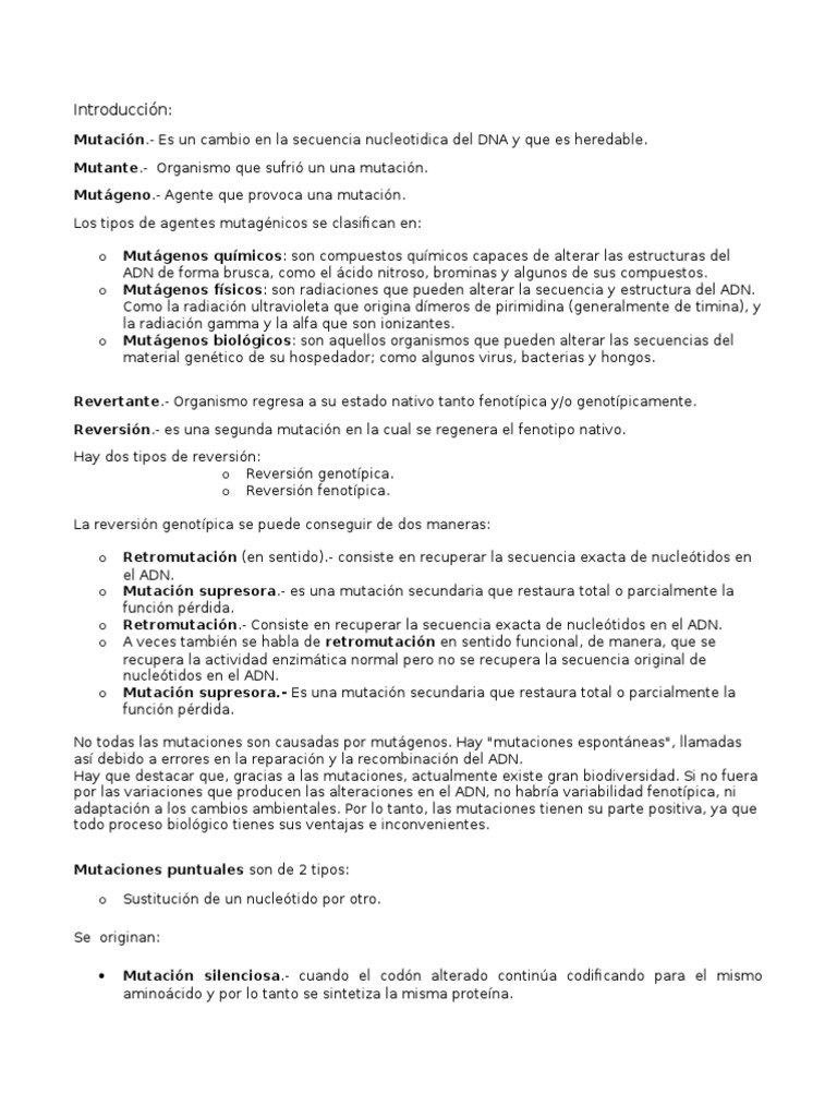 Practica 2 Mutagenesis | PDF | Mutageno | Mutación