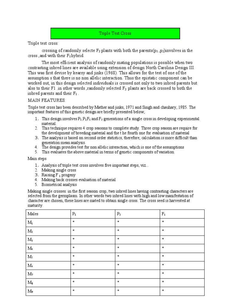 Triple Test Cross | PDF | Genetic Linkage | Plant Breeding
