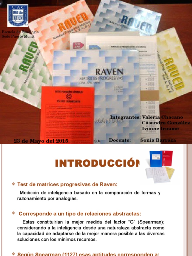 Test Raven Ppt | Sicología y ciencia cognitiva | Adultos | Prueba ...
