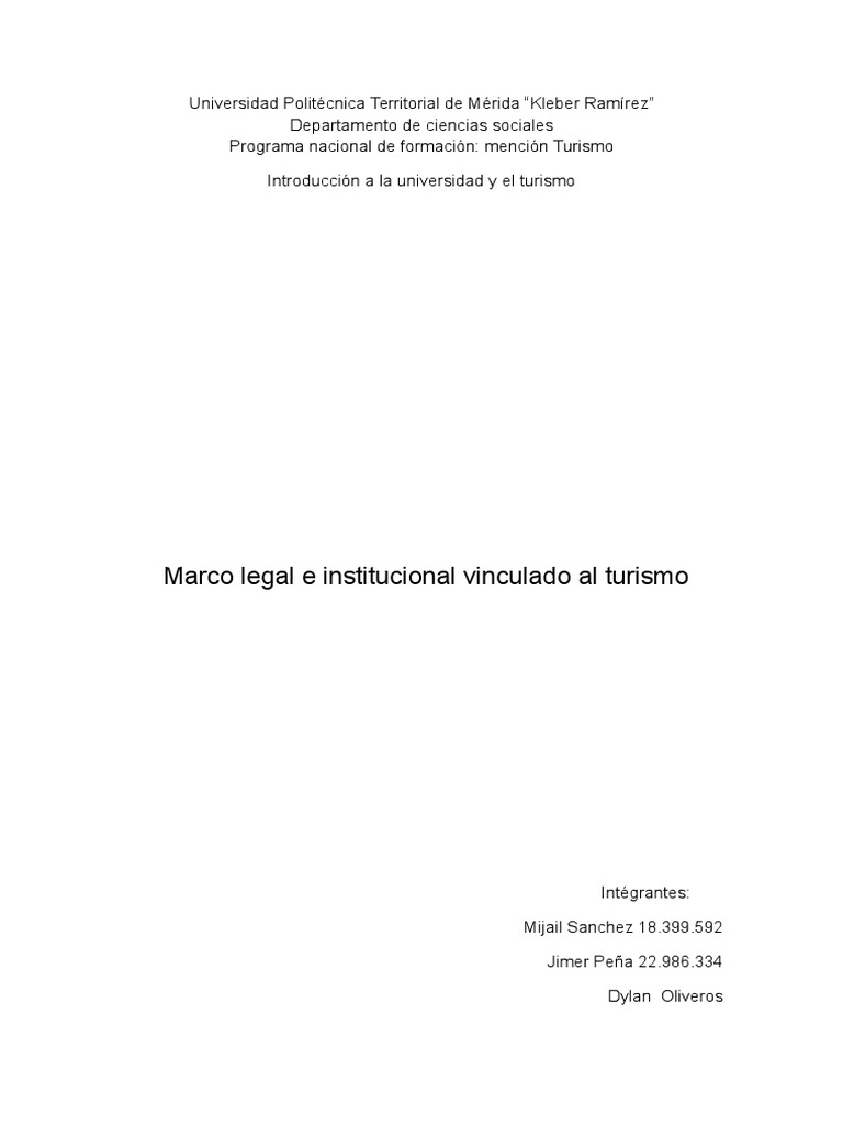 Marco Legal e Institucional Del Turismo | PDF | Turismo | Venezuela