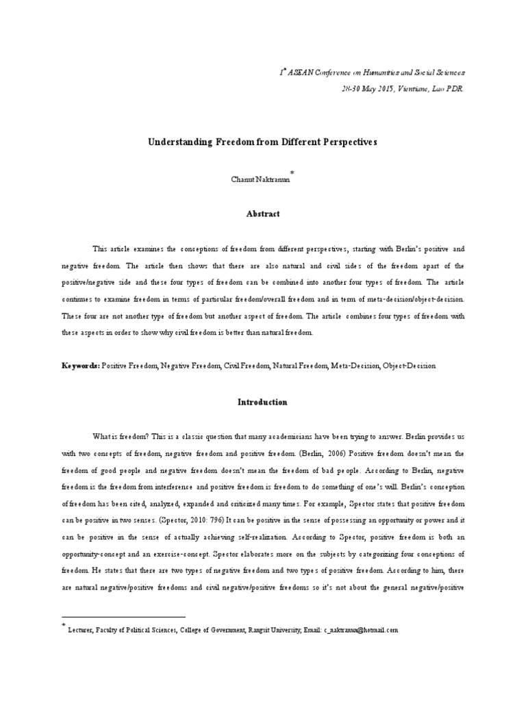 Understanding Freedom From Different Perspectives | PDF | Political ...