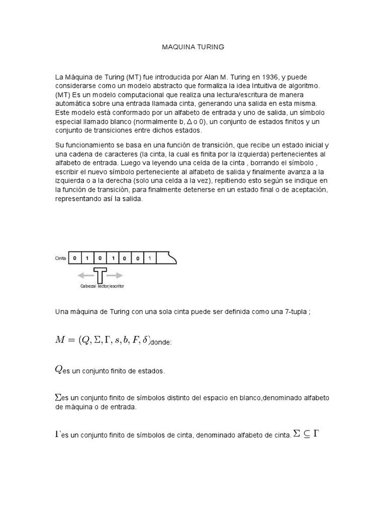 Maquina Turing | PDF | Enseñanza de matemática | Informática teórica