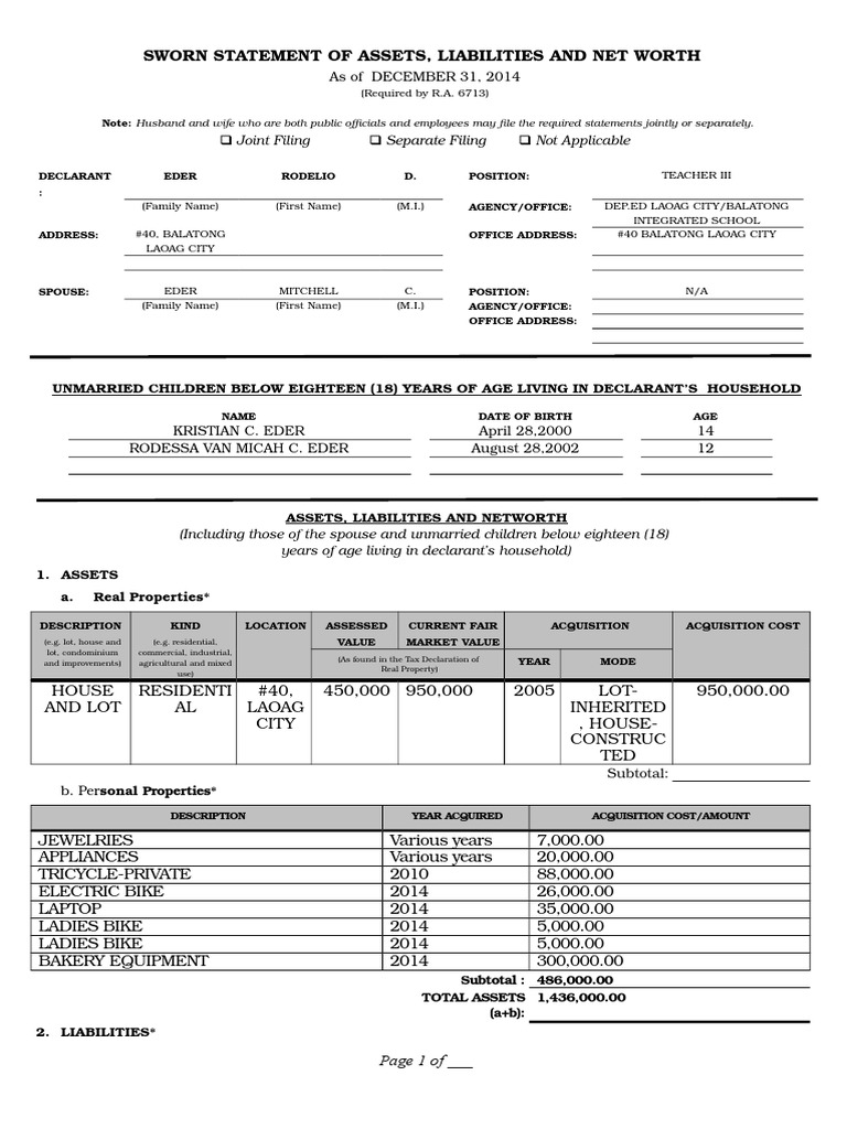 Saln 2012 Form | Money | Business