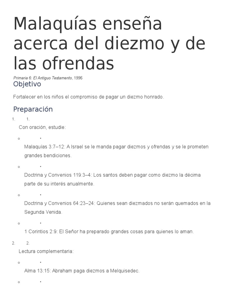 Enseñanza para Niños Sobre El Diezmo | PDF | Bendición | Biblia