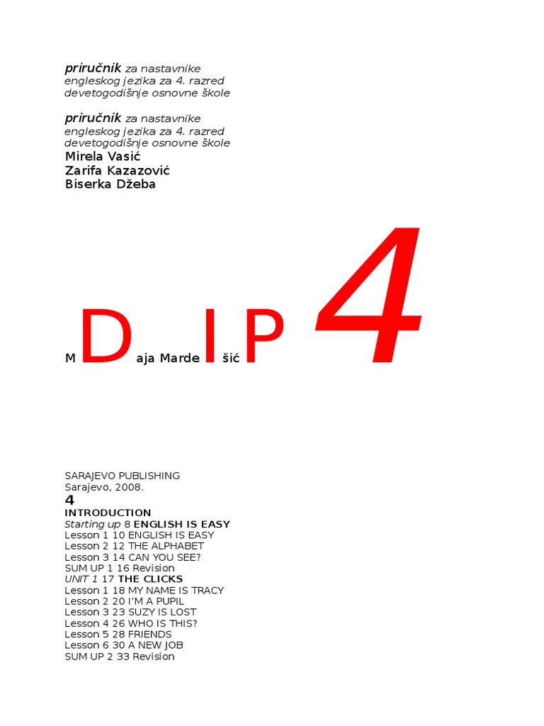 Dip in 4 - Prirucnik | Download Free PDF | Lesson Plan | Vocabulary