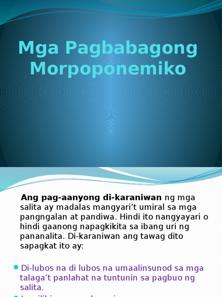 Mga Pagbabagong Morpoponemiko | PDF