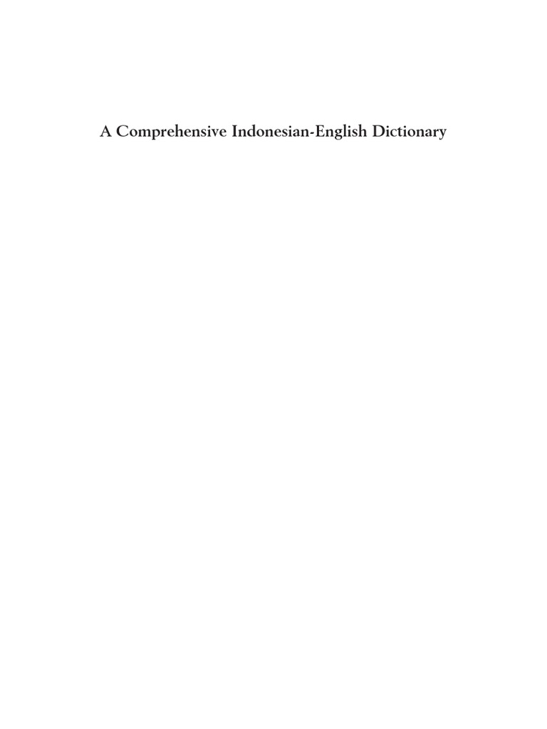 A Comprehensive Indonesian-English Dictionary Second Edition | PDF ...