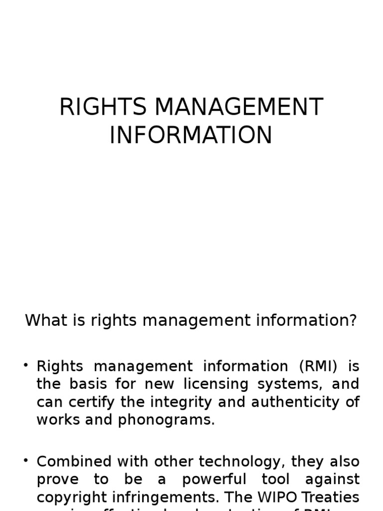 Rights Management Information | PDF | Digital Millennium Copyright Act ...