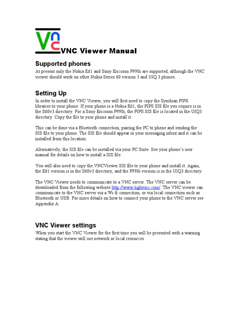 VNC Viewer Manual | Download Free PDF | Ip Address | System Software