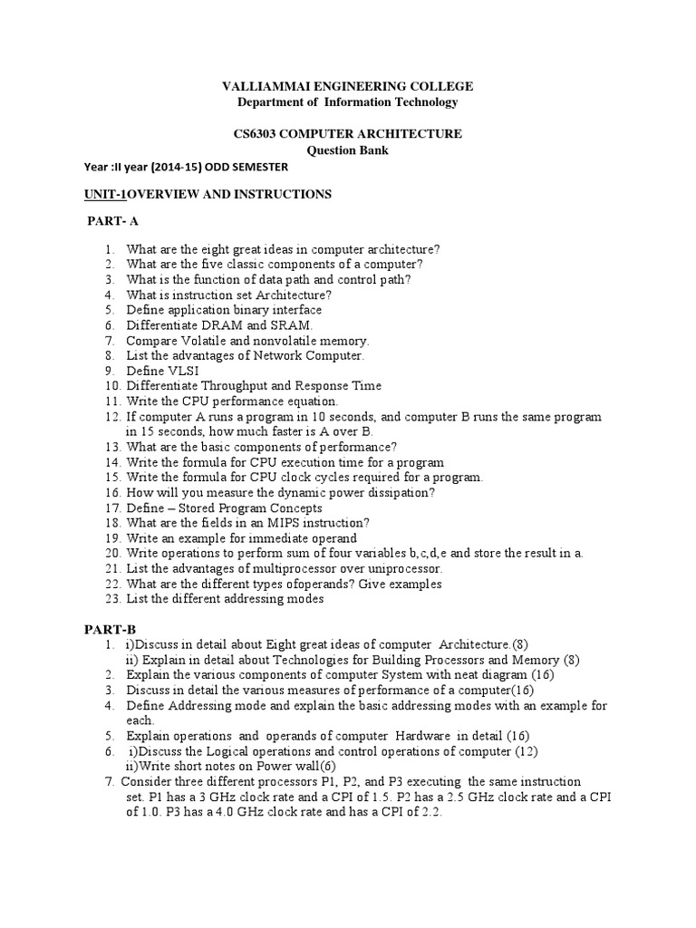 CS6303 Computer Architecture | PDF