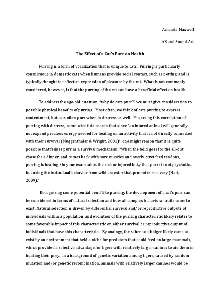 The Effect of A Cat's Purr On Health | PDF | Cats | Felidae