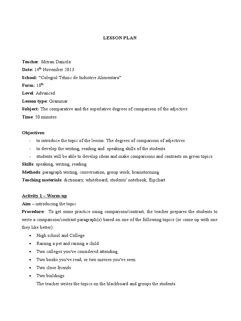 Plan de Lectie | PDF | Lesson Plan | Cognition
