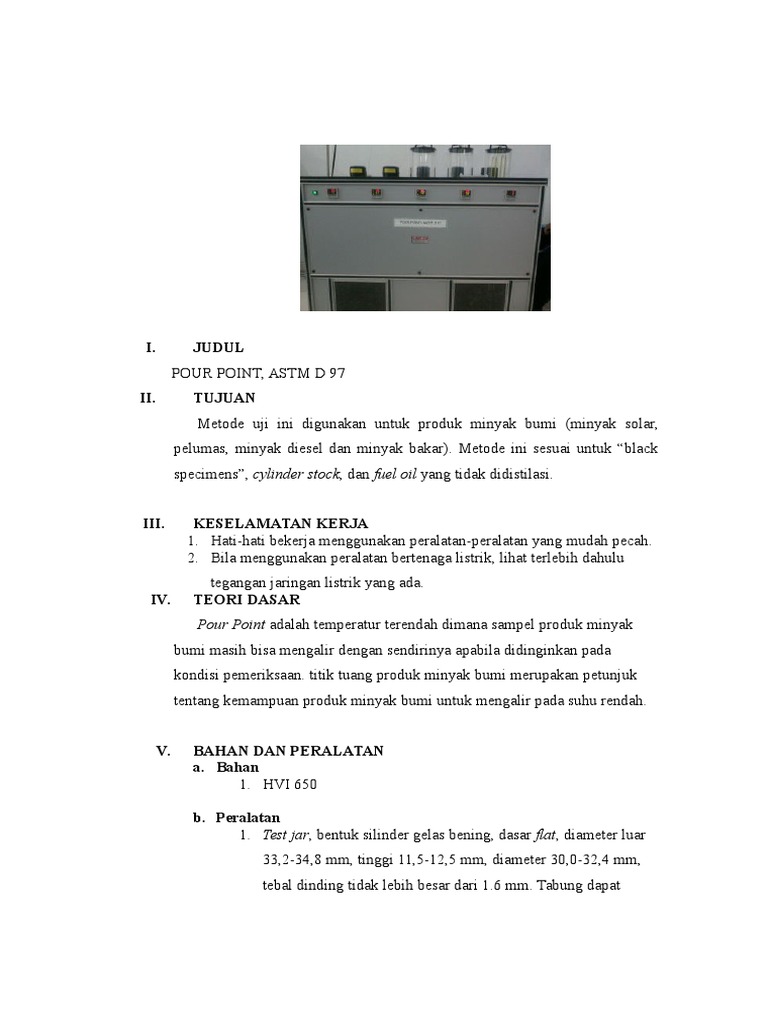 Uji Pour Point Menggunakan ASTM D 97 | PDF