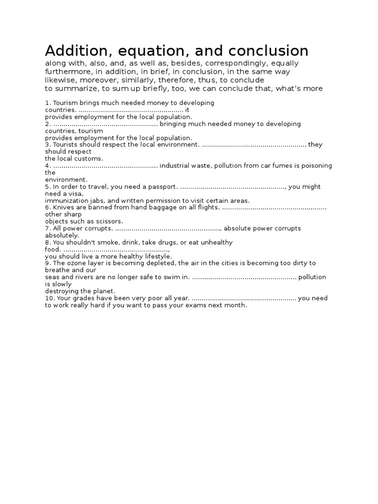 Addition, Equation | PDF