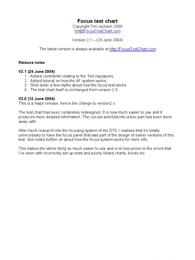 Camera Focus Test Chart | Autofocus | Camera