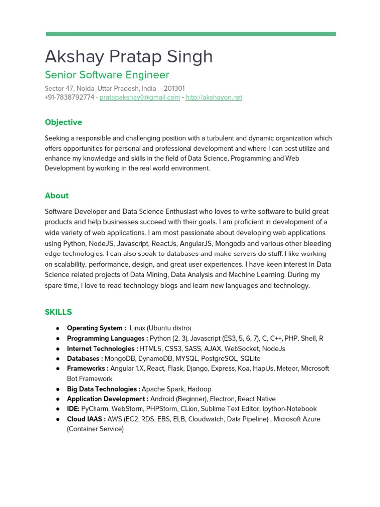 Akshay Pratap Singh Resume | PDF | Web Application | Ajax (Programming)
