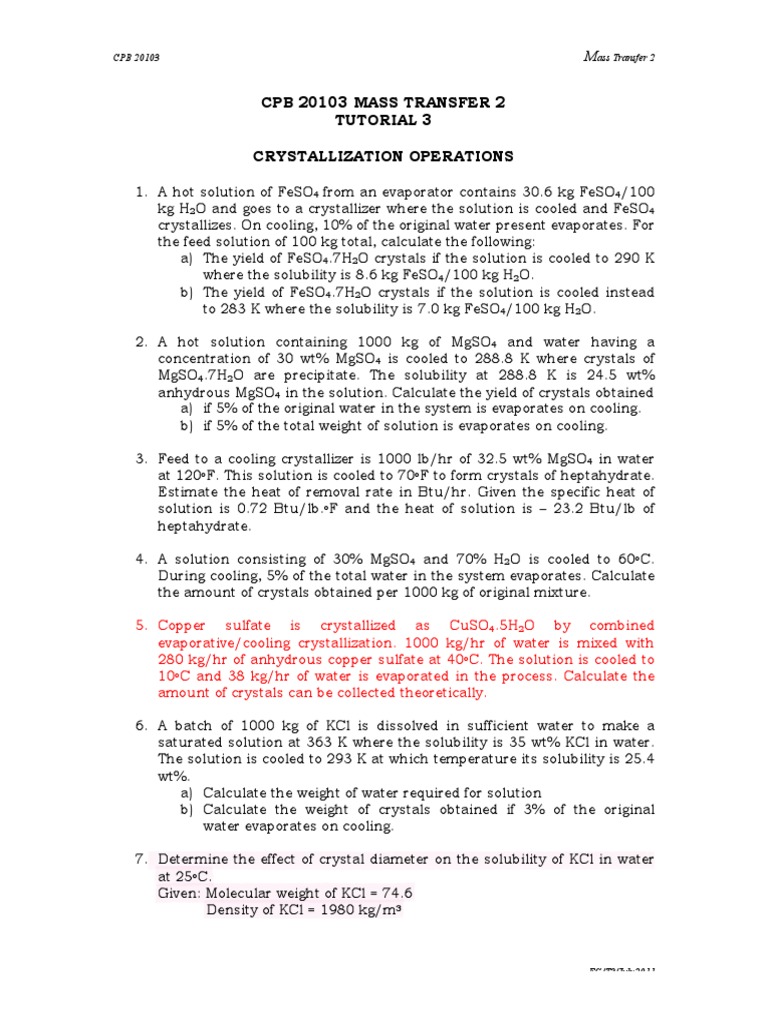 Tutorial 3 - Crystallization | PDF | Crystallization | Chemistry