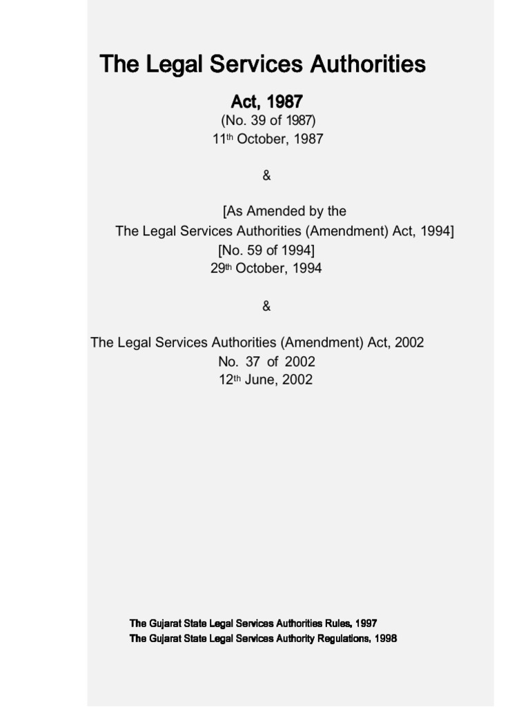 Legal Service Authorities Act | PDF | Government Of India | Supreme Courts
