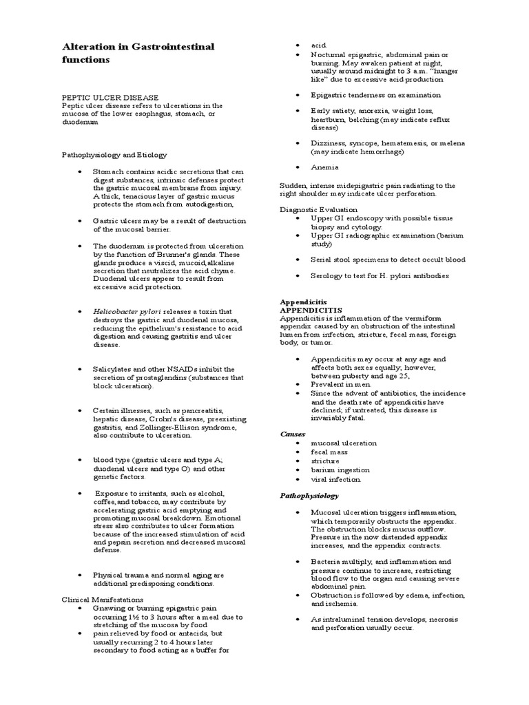 Patho GI Condensed | PDF | Peptic Ulcer | Hemorrhoid