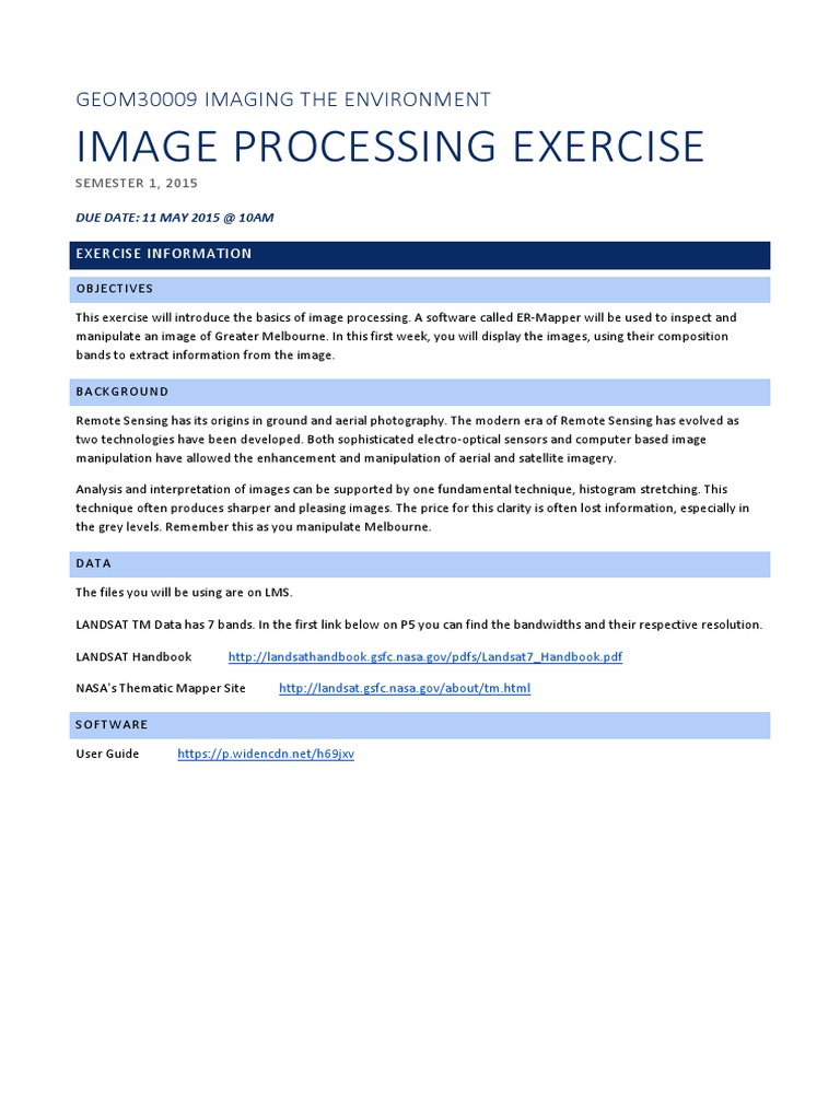 GEOM30009 Assignment 3. Image Processing | PDF | Remote Sensing | Computing