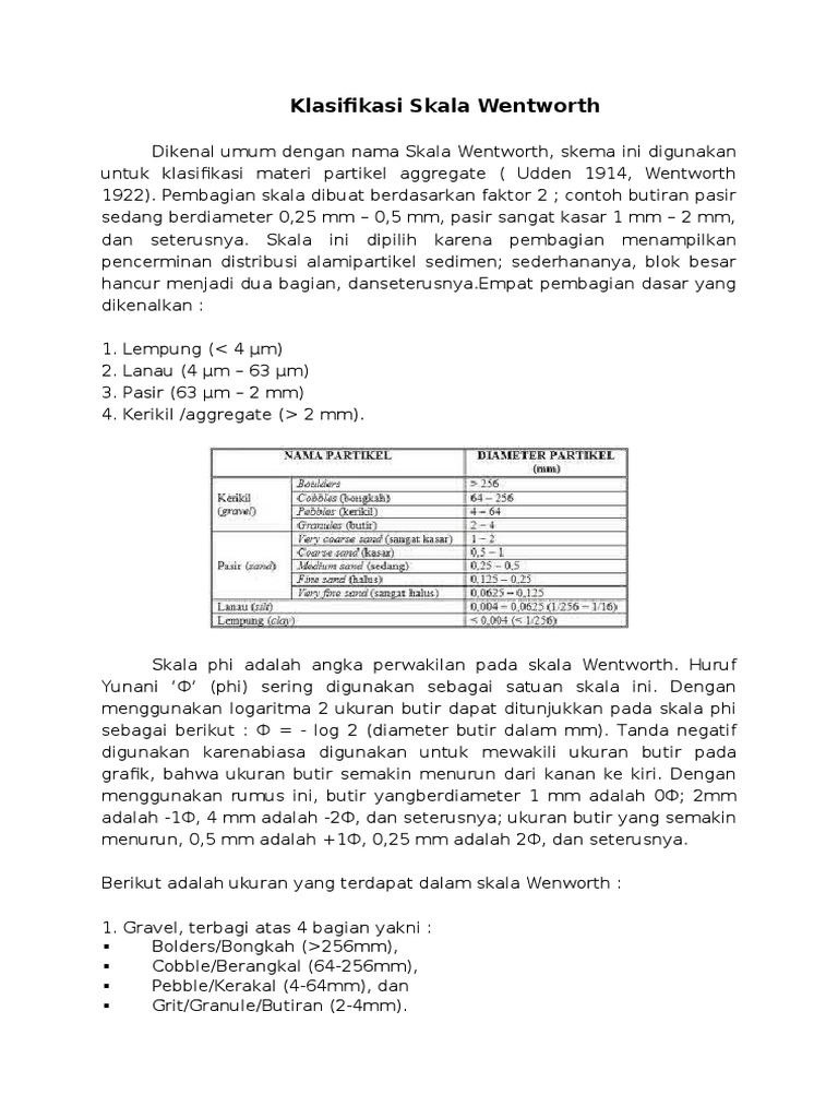 Klasifikasi Skala Wentworth | PDF