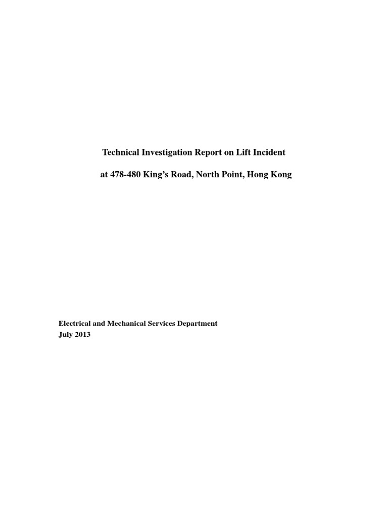 Lift Incident Investigation Report, Hong Kong | PDF | Elevator | Rope