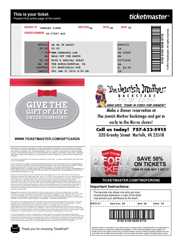 This Is Your Ticket.: Present This Entire Page at The Event | PDF ...