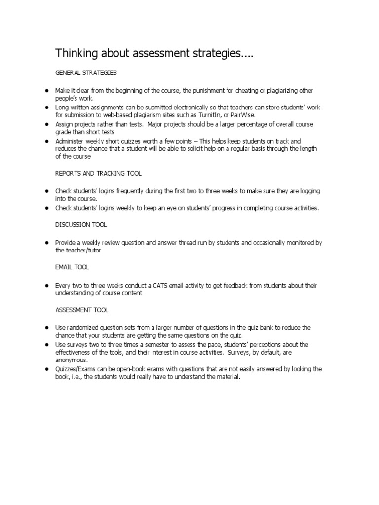 Effective Assessment Strategies for Courses | PDF | Career & Growth ...