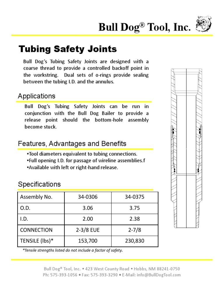 Bull Dog Tool, Inc.: Tubing Safety Joints | PDF