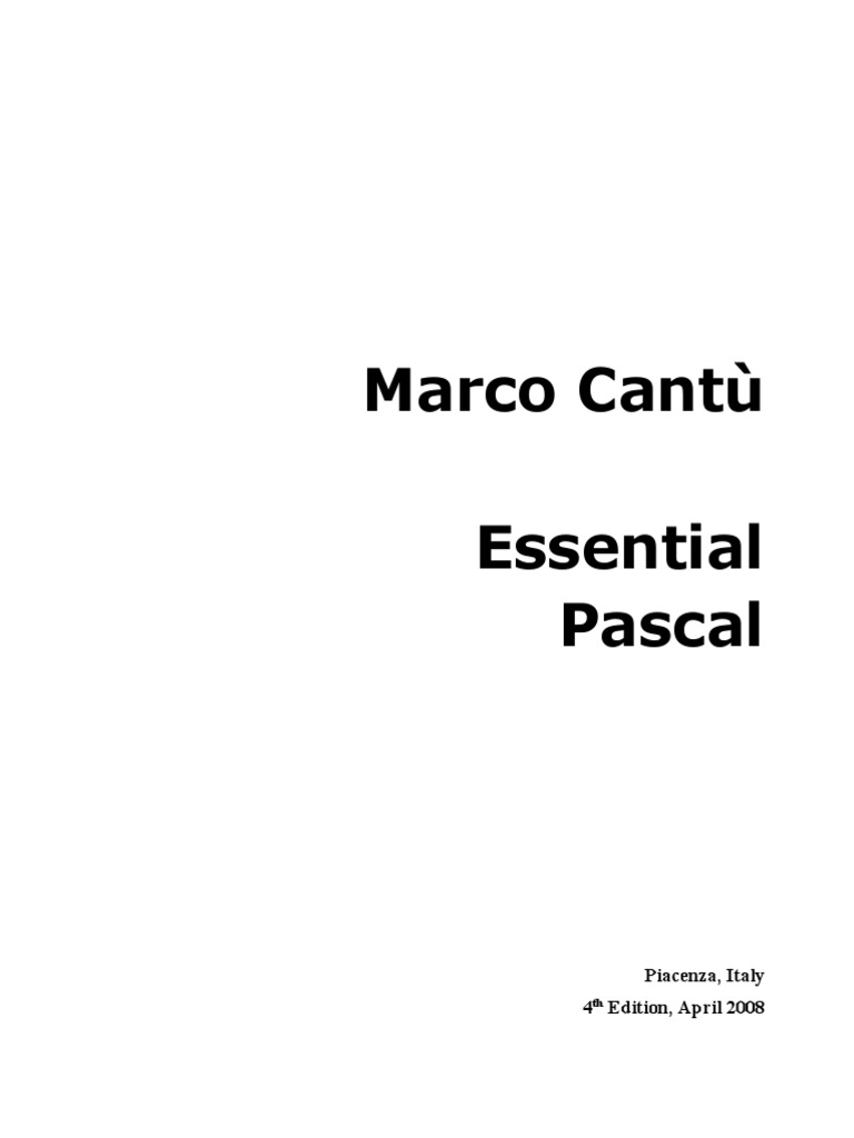 Essential Pascal - Marco Cantu | PDF | Data Type | Reserved Word