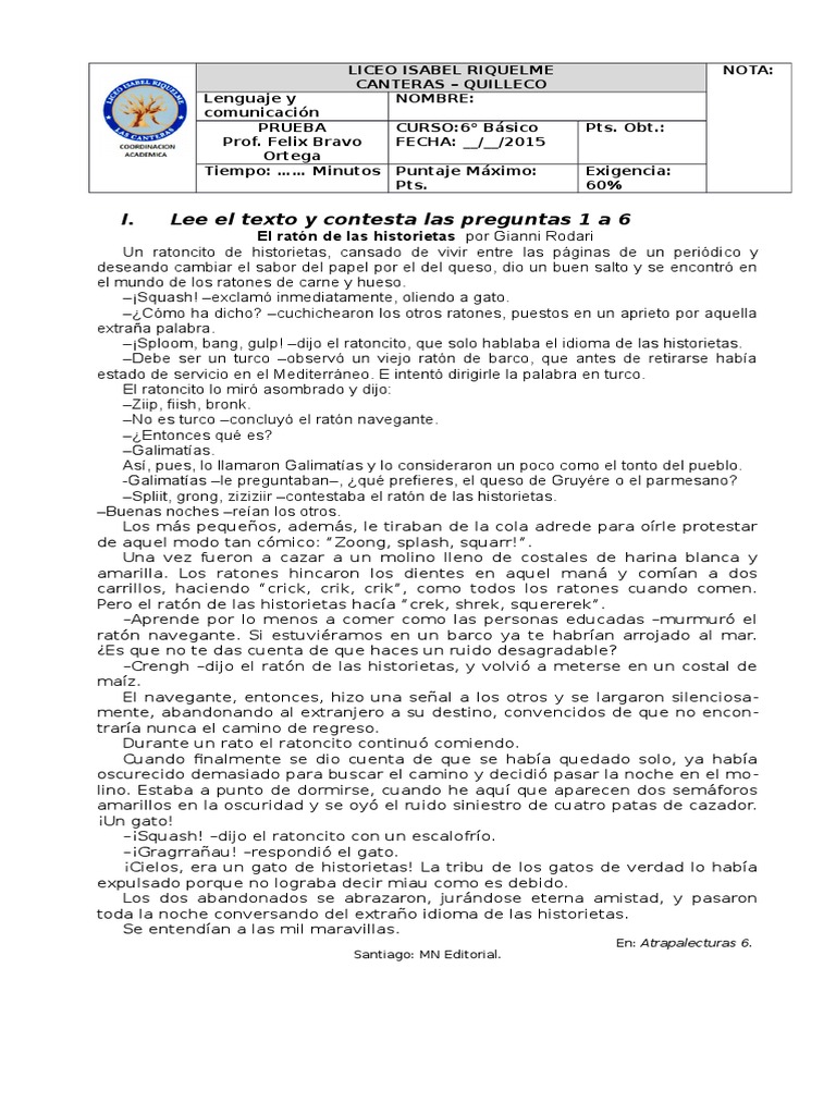 Lee El Texto y Contesta Las Preguntas 1 A 6 | PDF | Panes | Gatos