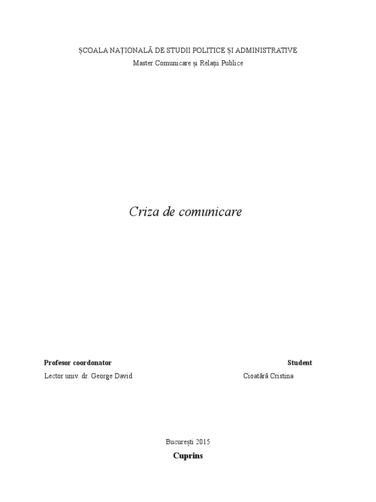 Criza de Comunicare | PDF