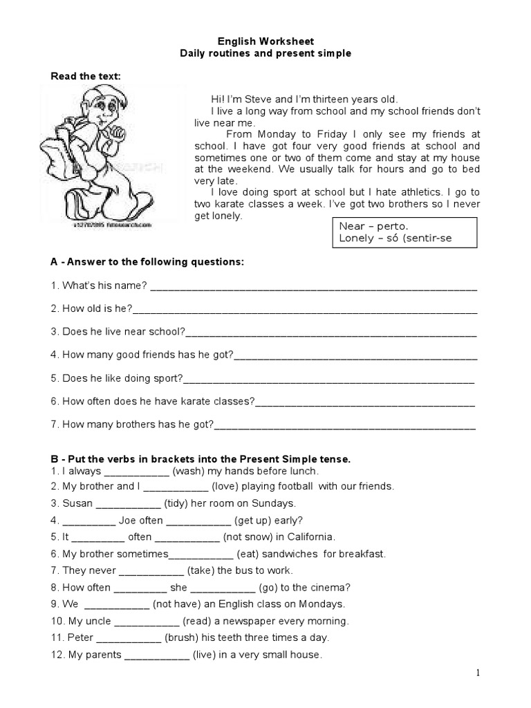 Worksheet Present Simple and Daily Routines | PDF | Workweek And ...