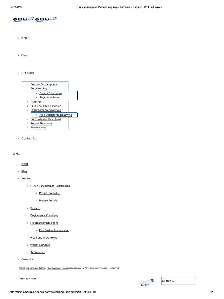 Easylanguage & PowerLanguage Tutorials - Lesson 01 - The Basics | PDF ...