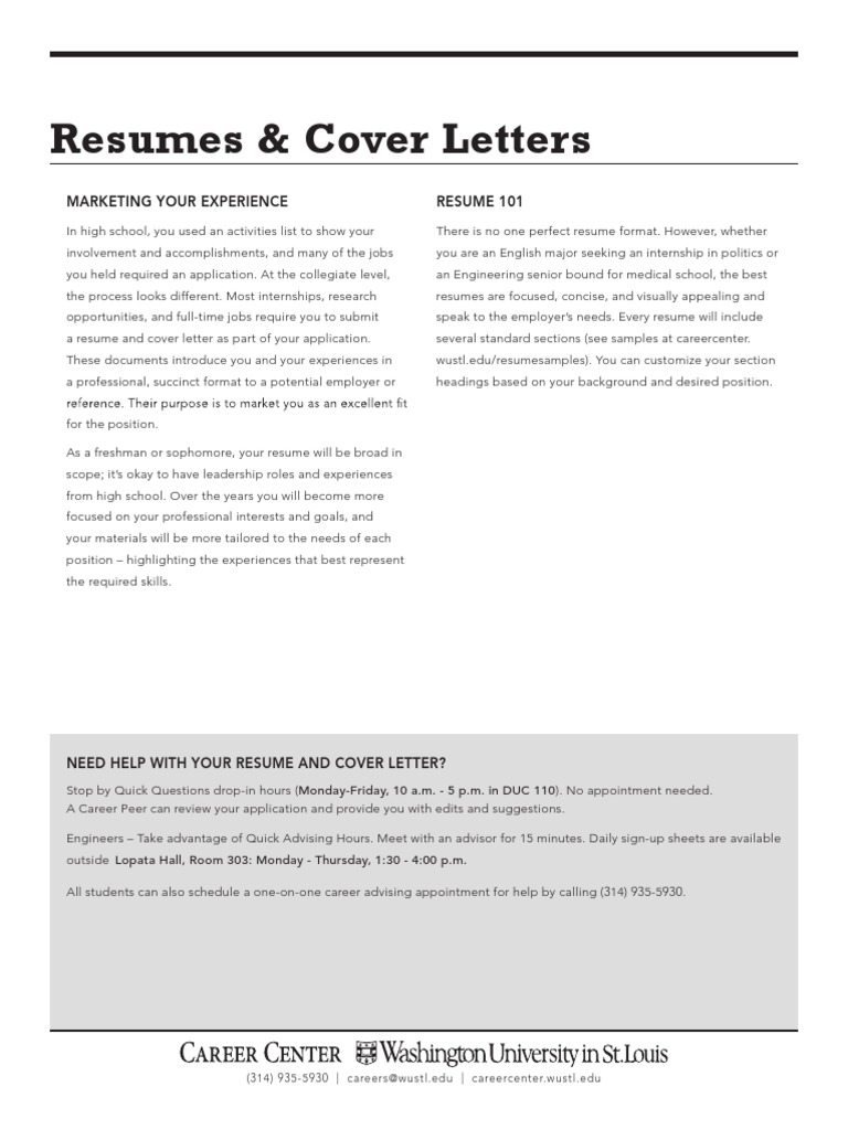 Resumes & Cover Letters: Marketing Your Experience Resume 101 | PDF | Résumé | Internship