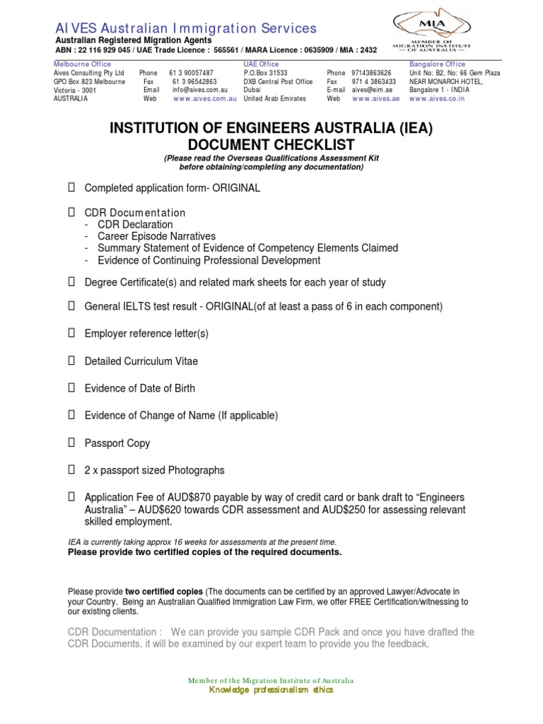 IEA Checklist - Updated | PDF