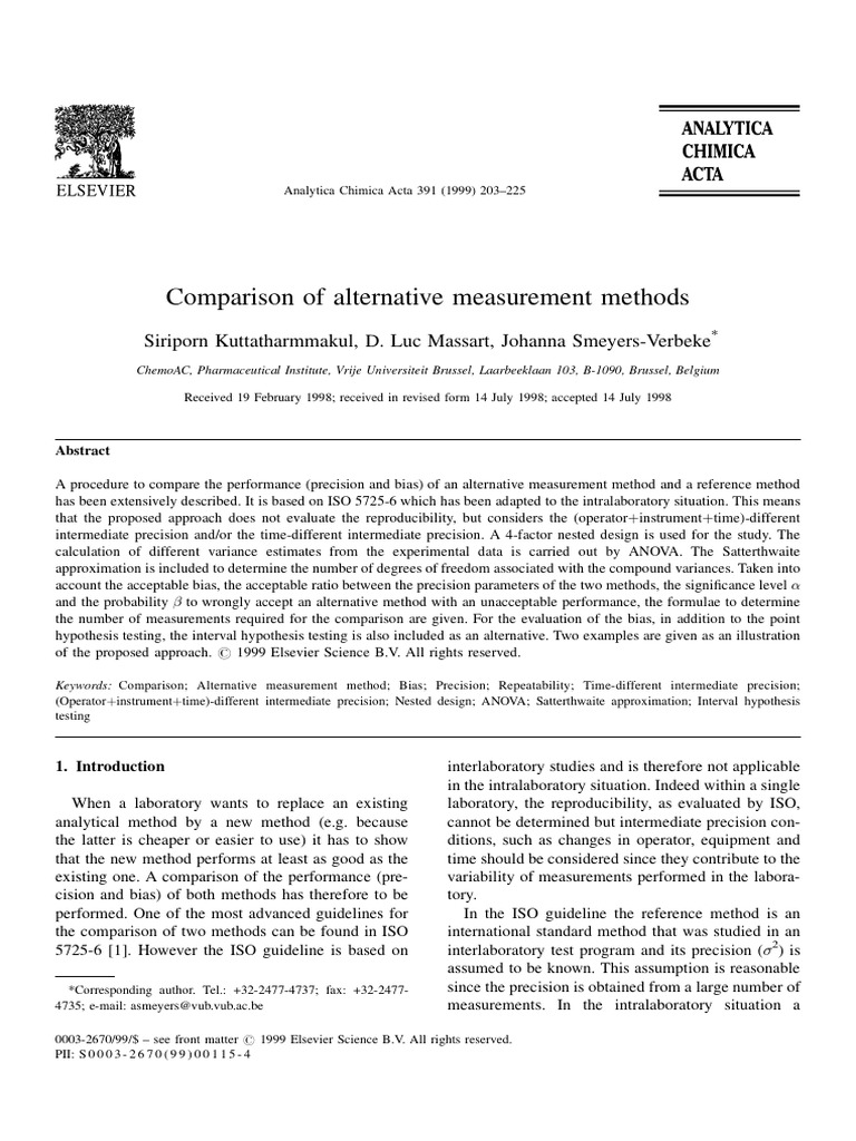 Comparison of Alternative Measurement Methods (Kuttatharmmakul) | PDF ...